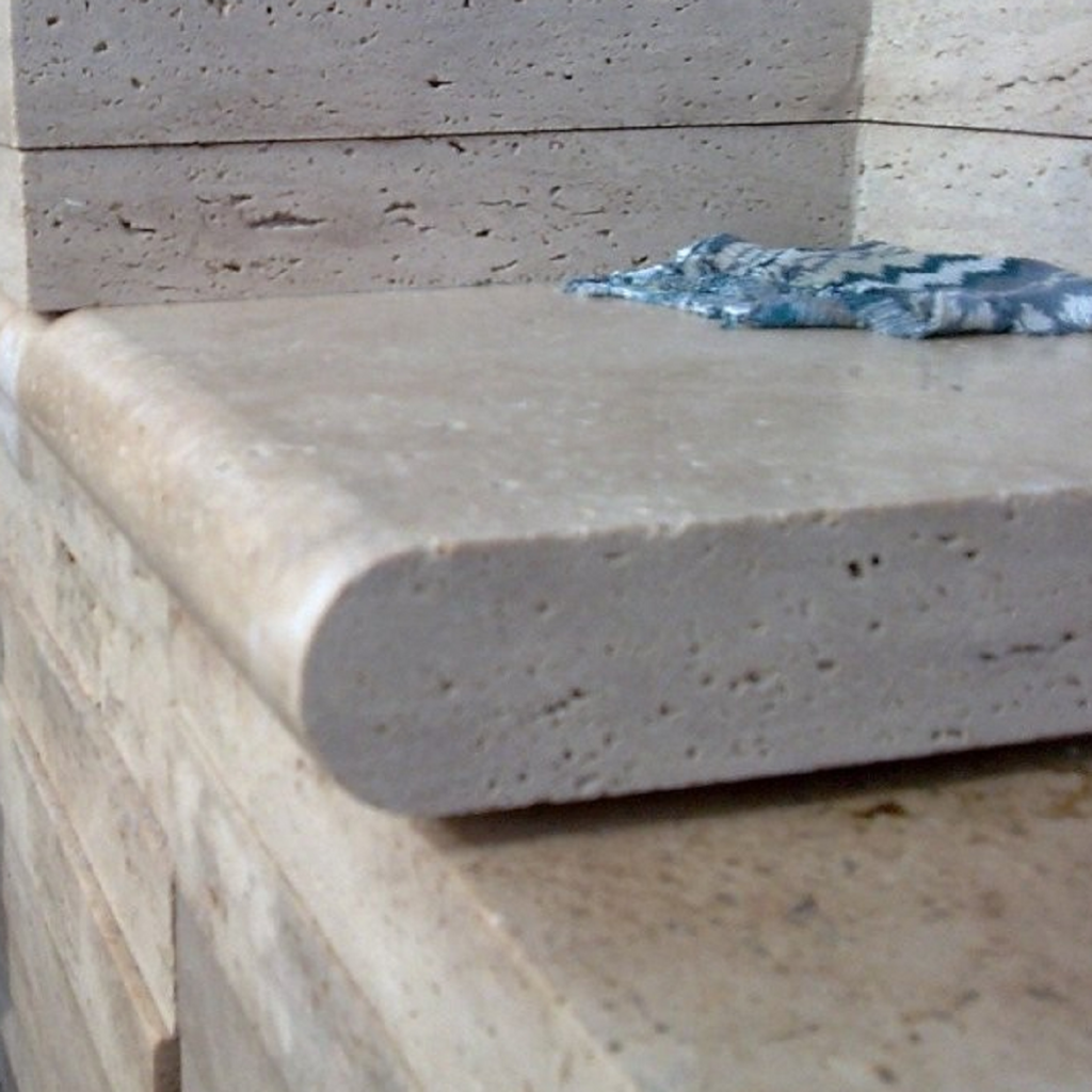 Classic Travertine Honed Bullnose Long Edge Unfilled Paver ...