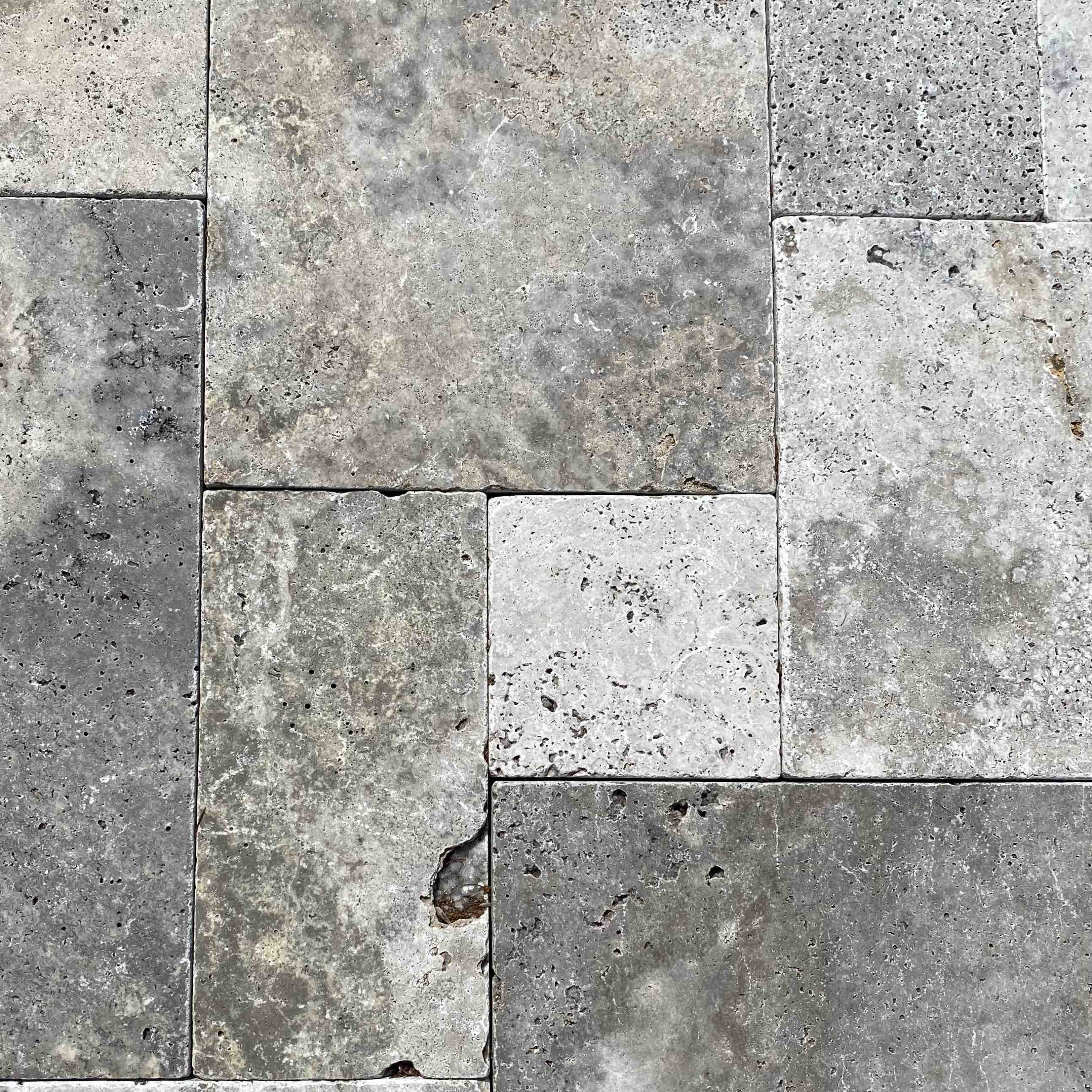 Silver Travertine Pavers - French Pattern - Econaturetile onlineshop